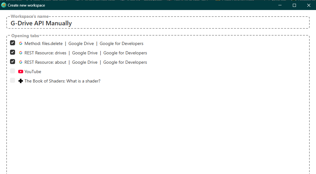 Temporary Workspace - Documentation